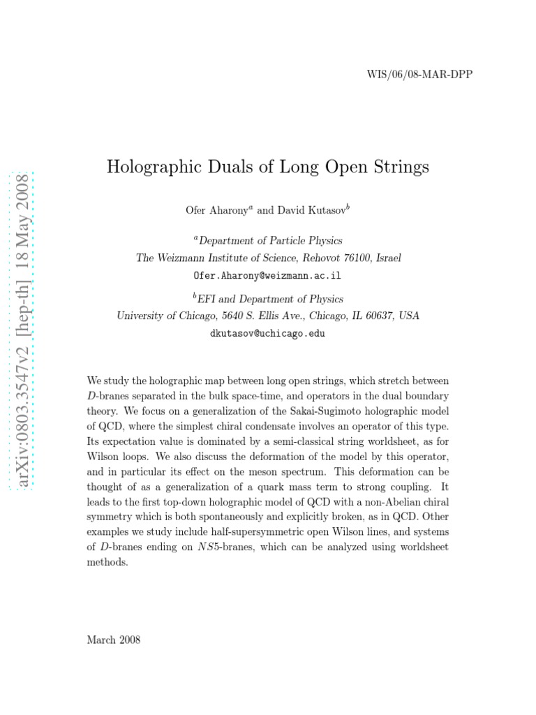 Holographic Duals of Long Open Strings | PDF | Quantum Chromodynamics ...