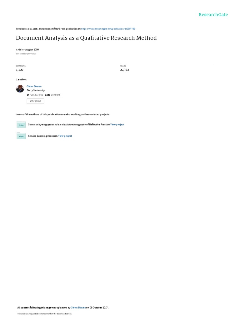 Document Analysis Bowen | PDF | Qualitative Research | Data
