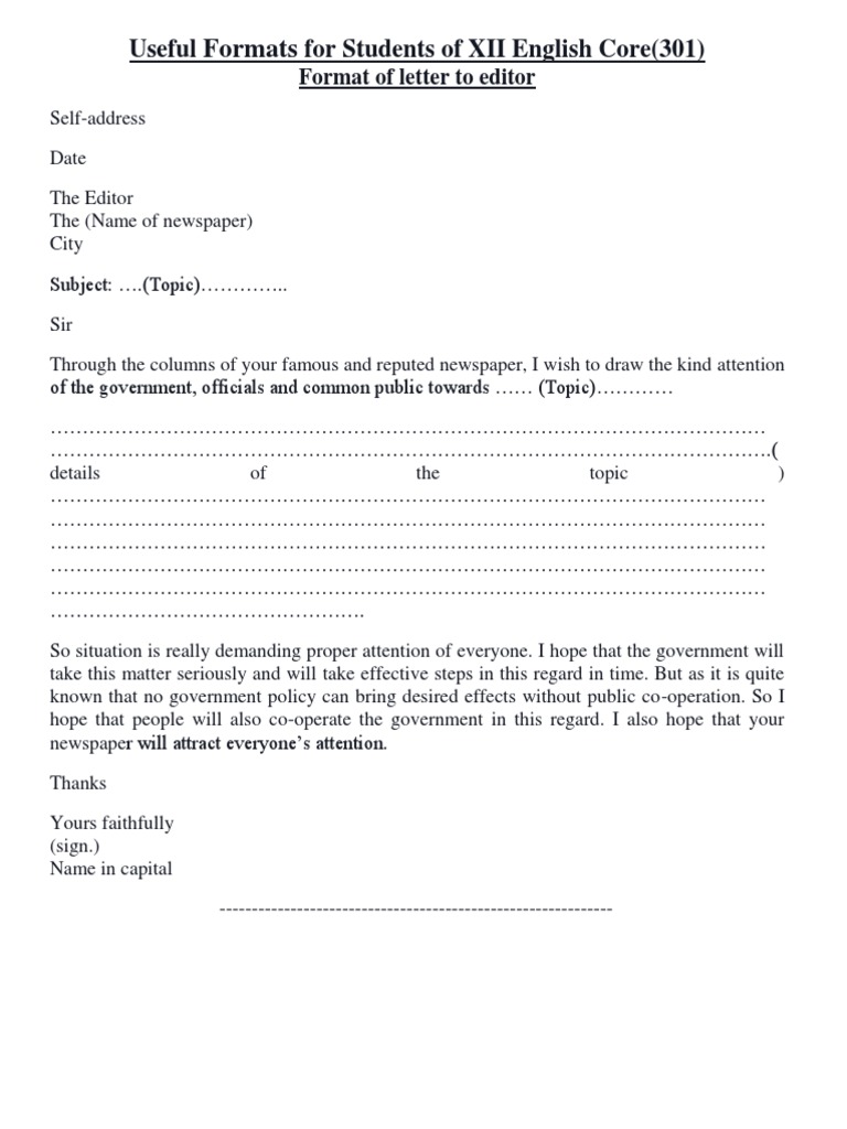 English Writing Formats for XII Students | PDF