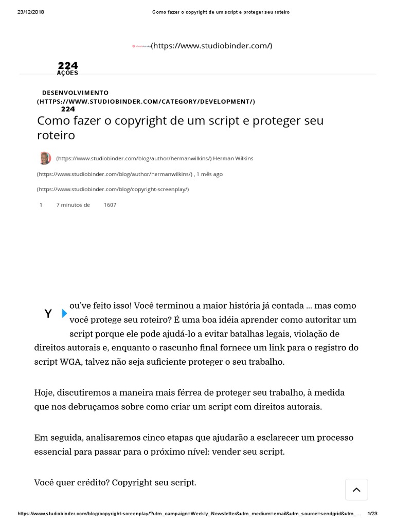 Como Fazer o Copyright de Um Script e Proteger Seu Roteiro | PDF ...