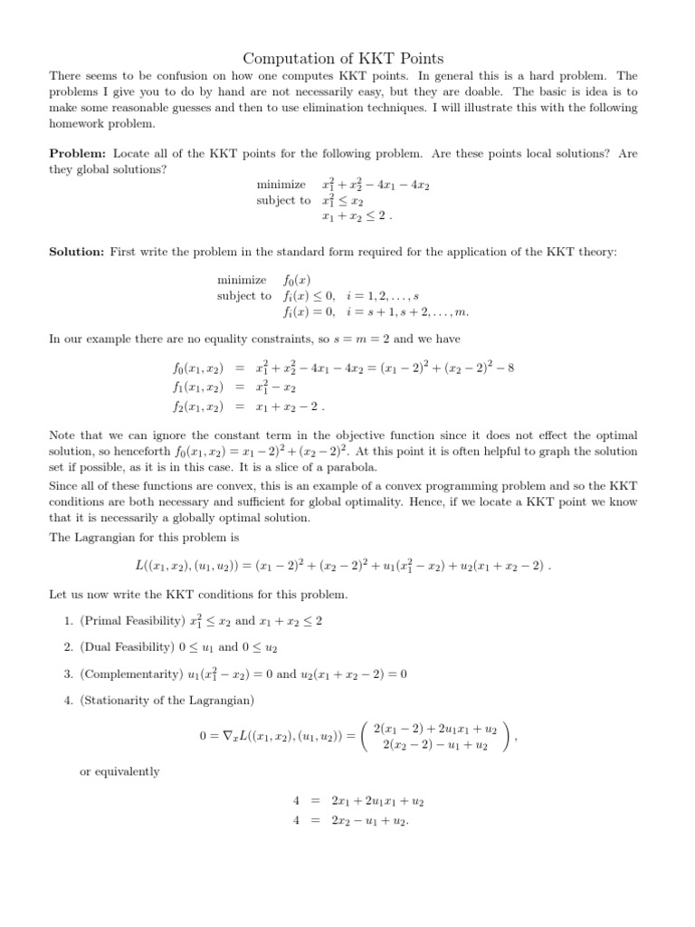 Computation of KKT Points | PDF | Systems Analysis | Mathematical Concepts