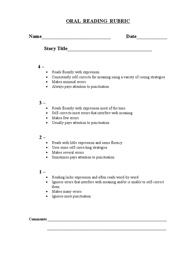 Oral Reading Rubric2bec | PDF | Language Arts & Discipline | Foreign ...