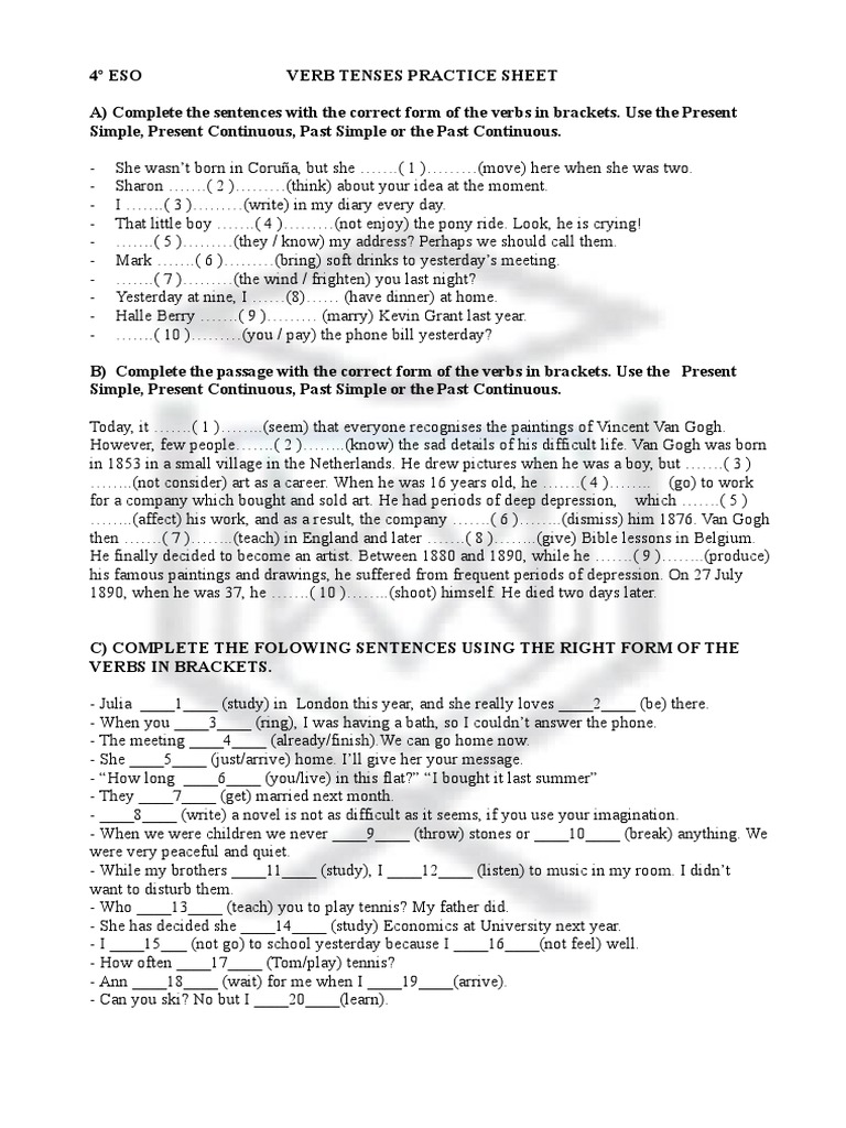 Verb Tenses and Modal Verbs Practice | PDF | Grammar | Syntax