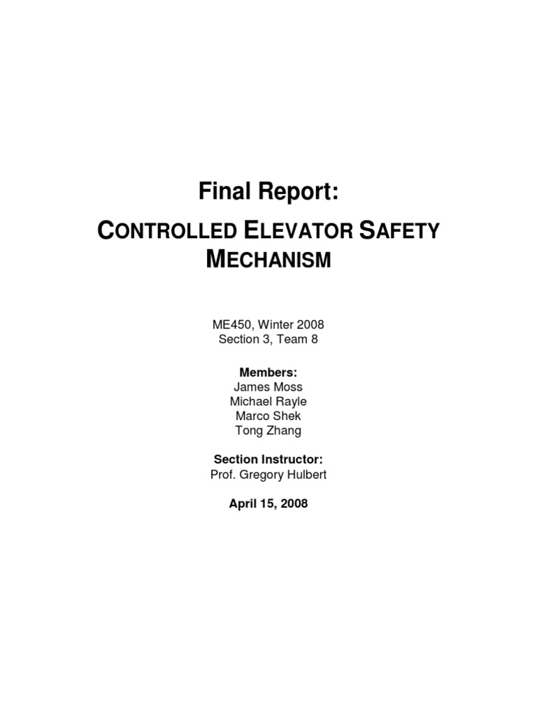 Elevator Emergency Brake Mechanism Design | PDF | Machines | Friction