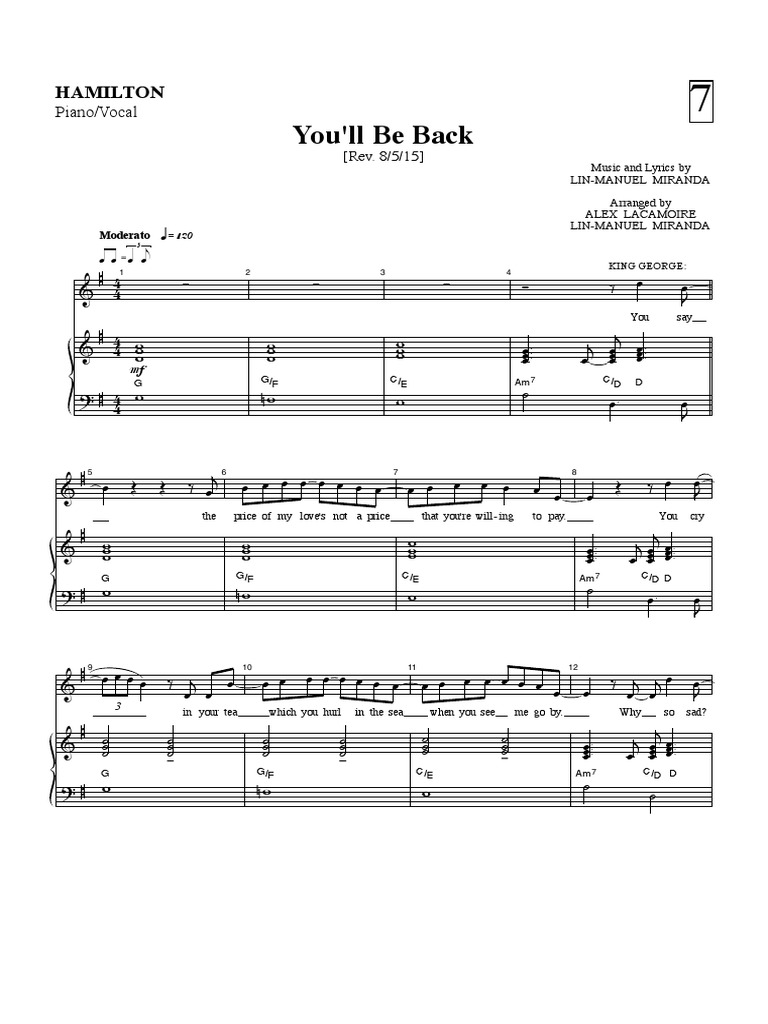 Hamilton Youll Be Back | PDF | Loisirs | Divertissement (Général)