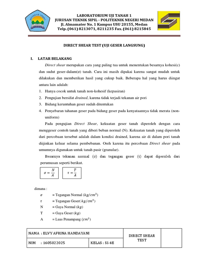 Uji Geser Langsung Tanah Lempung | PDF
