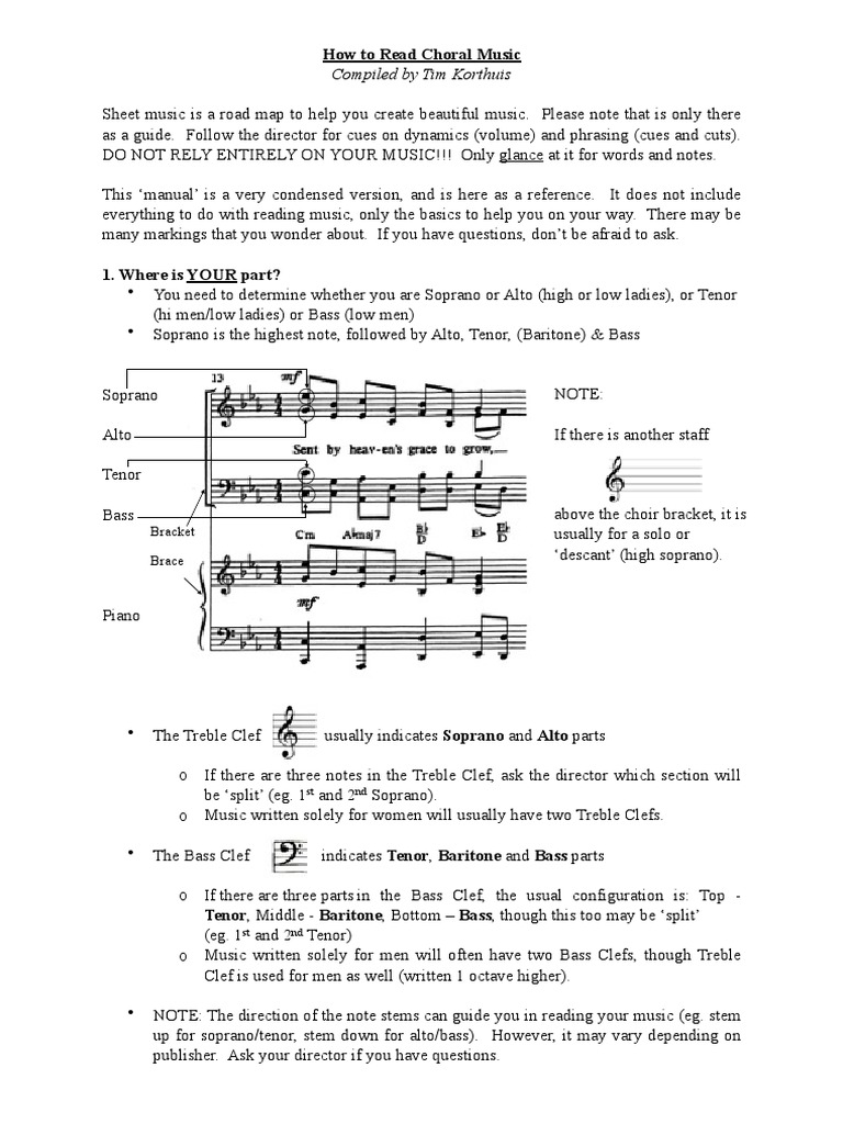 Reading Choral Music Basics | PDF | Clef | Sound