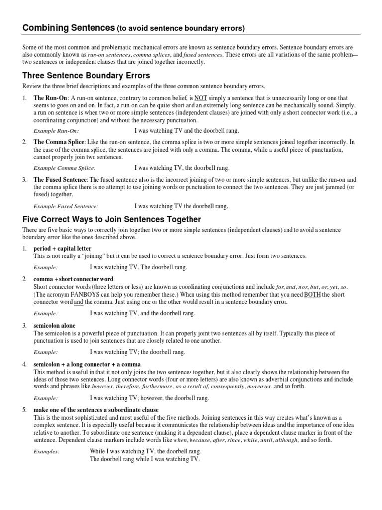 Combining Sentences | PDF | Language Mechanics | Linguistics