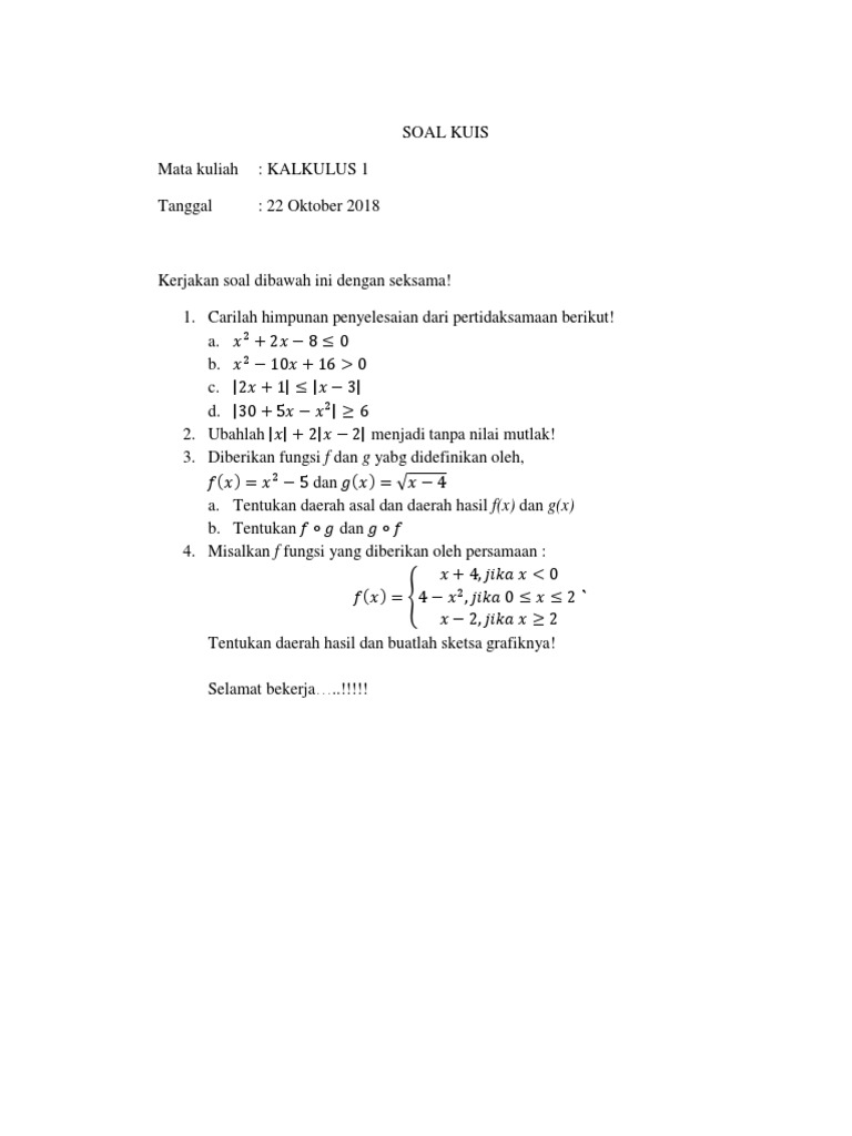 Soal Kuis Kalkulus | PDF