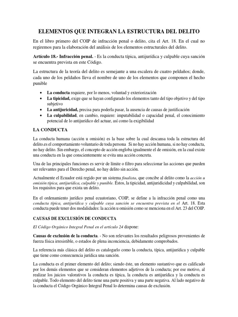 La Estructura Del Delito | PDF | Derecho penal | Intención (Derecho Penal)