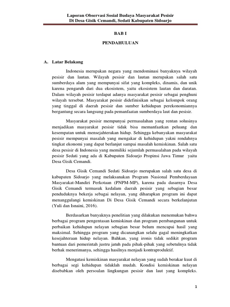 Observasi Sosial Budaya Gisik Cemandi | PDF