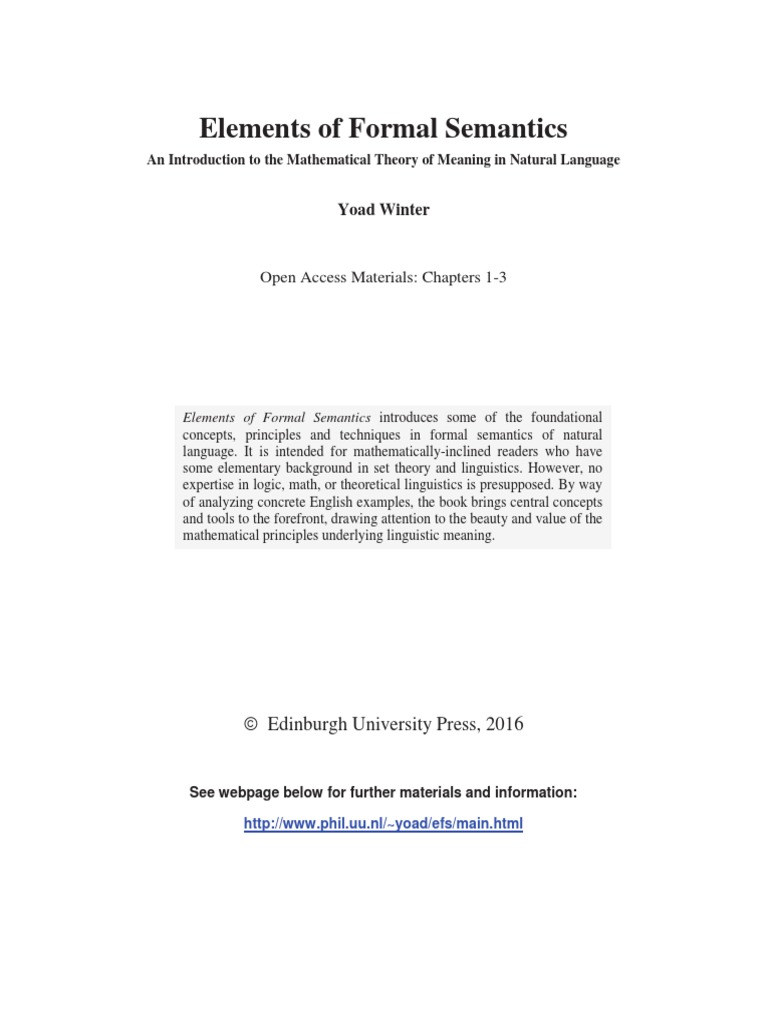 Elementos of Formal Semantics | PDF | Logical Consequence | Semantics