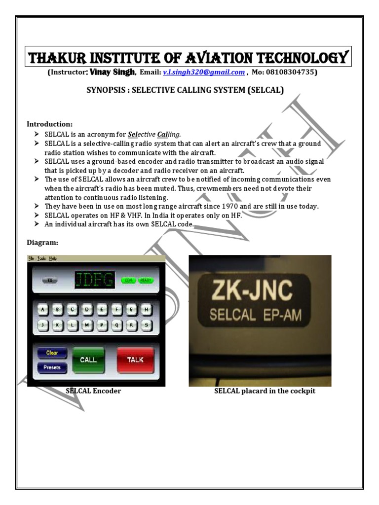 Thakur Institute of Aviation Technology: Vinay Singh Synopsis ...