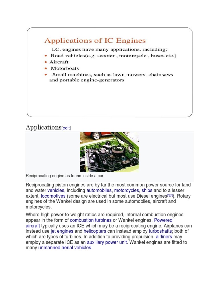 Applications: Vehicles Automobiles Motorcycles Ships Locomotives | PDF ...