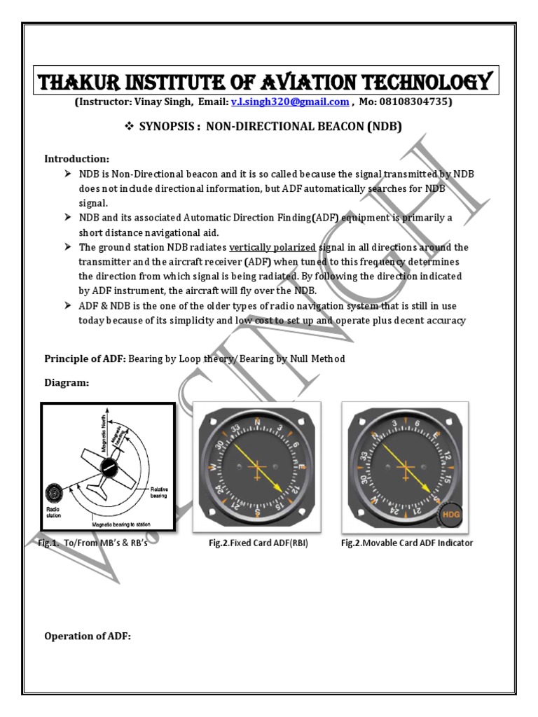 Thakur Institute of Aviation Technology: Synopsis: Non-Directional ...