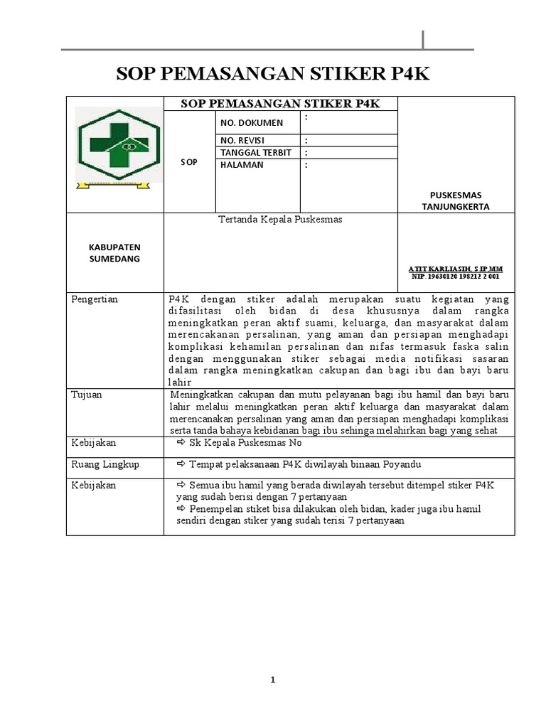 Sop Stiker p4k 4 | PDF