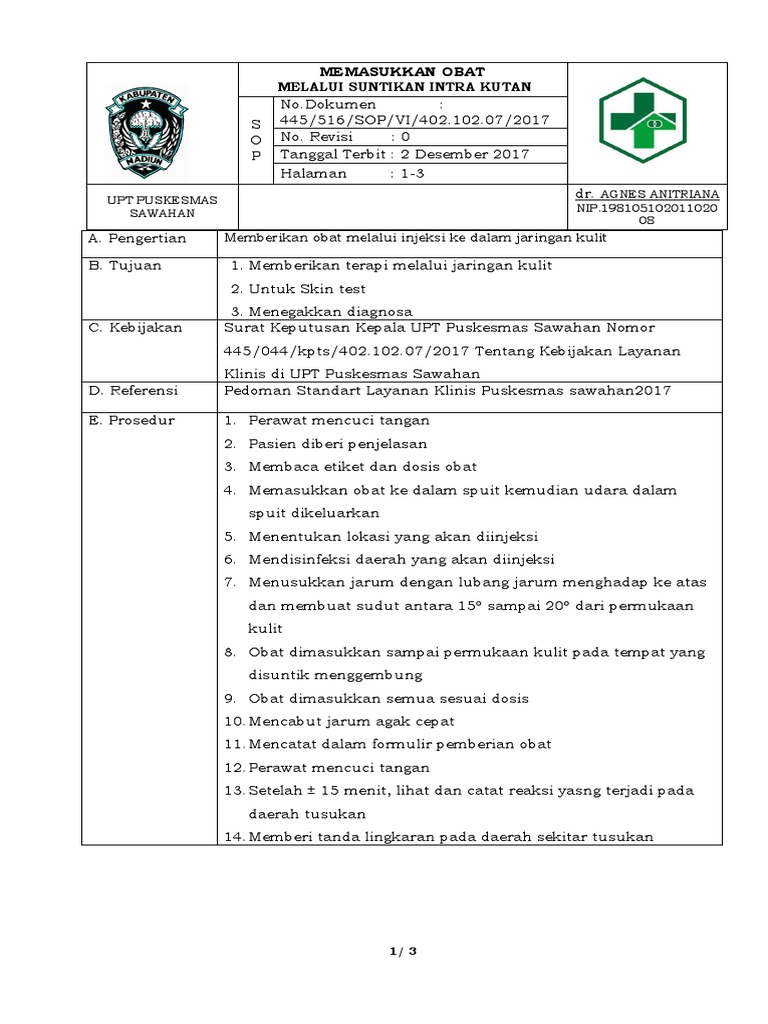 28 .Sop Injeksi Ic | PDF