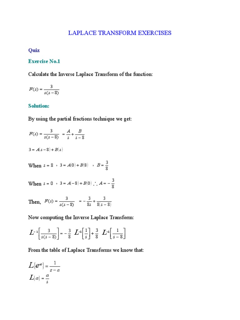 Laplace Transform Practice | PDF | Laplace Transform | Theoretical Physics
