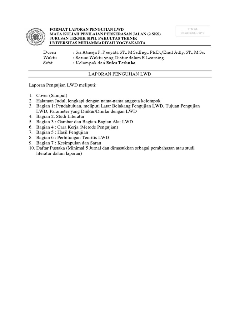Format Laporan LWD - Baru | PDF