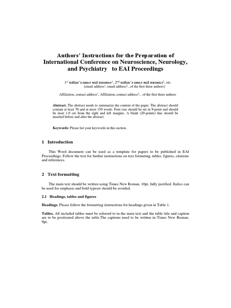 Preparing Conference Proceedings Papers for EAI Neuroscience Conference ...