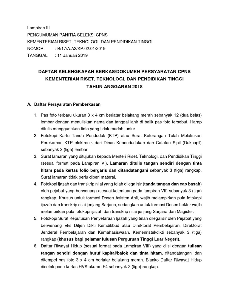 Lampiran III - Berkas Kelengkapan | PDF