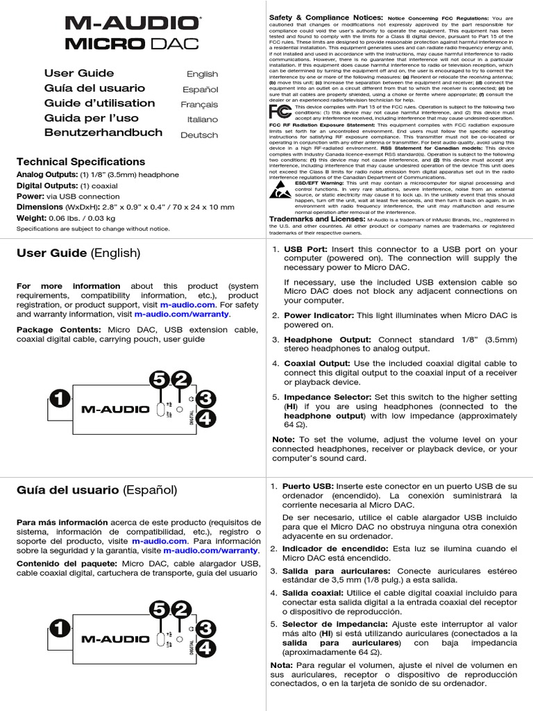 MicroDAC UserGuide v1.0 | PDF | Electromagnetic Interference | Transmitter