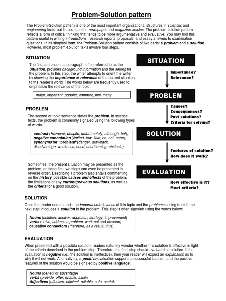 Problem Solution Pattern | PDF | Writers | Evaluation