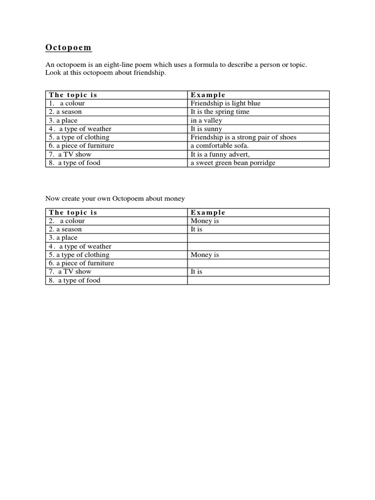 Octopoem: The Topic Is Example | PDF