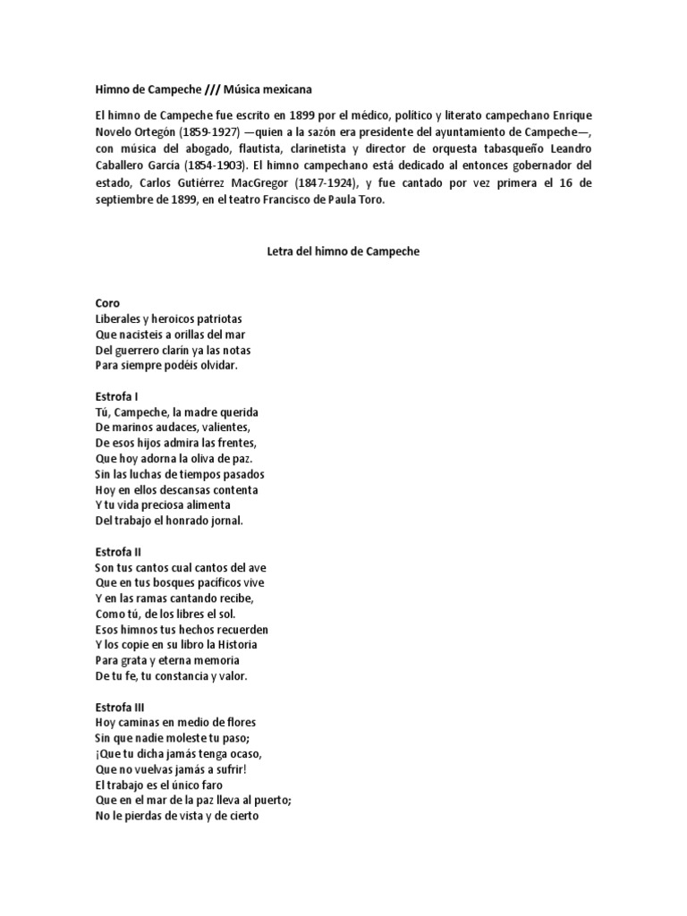 Himno de Campeche | PDF | Campeche