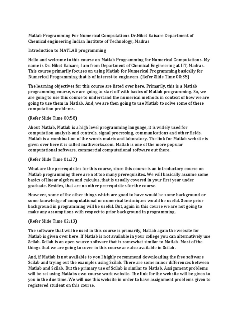 Lec 1 | PDF | Matlab | Numerical Analysis