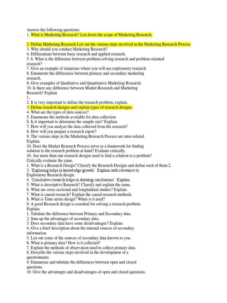 Marketing Research Questions | PDF | Statistical Hypothesis Testing ...