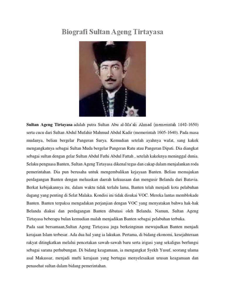 Tempat Tanggal Lahir Sultan Ageng Tirtayasa - Seputar Tempat