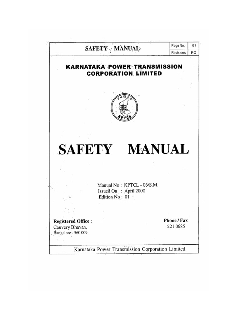 KPTCL Safety Manual | PDF