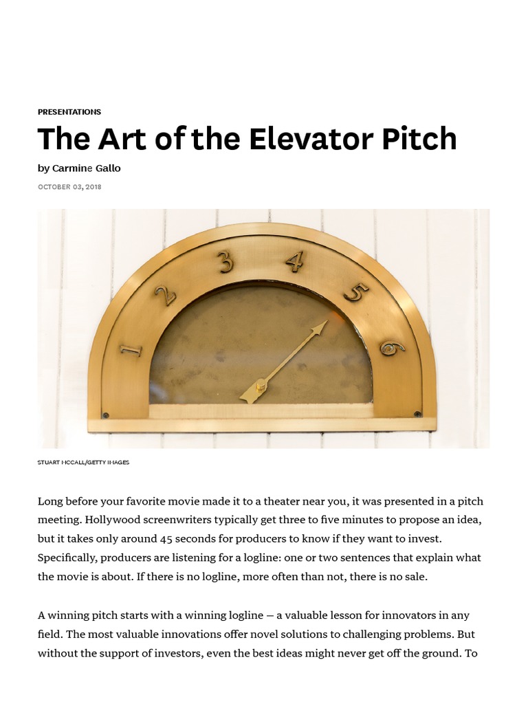 The Art of Elevator Pitch | PDF | Apple Inc. | Business