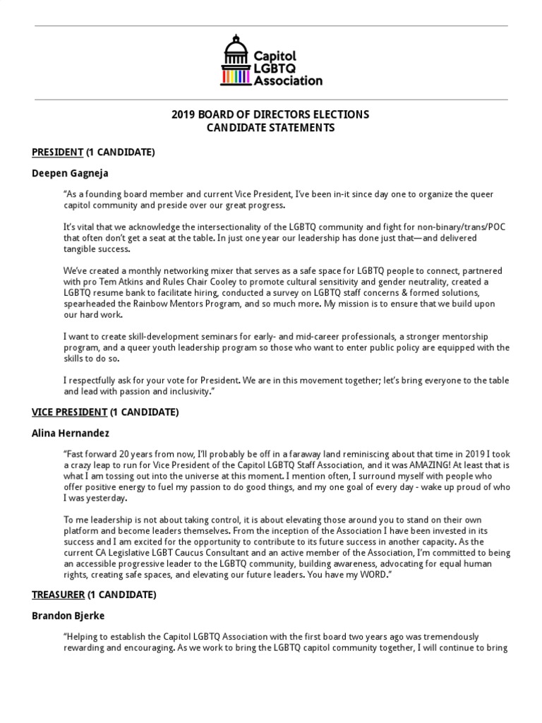 2019 LGBTQ Board Elections Guide | PDF | Lgbt | LGBTQIA+ Studies
