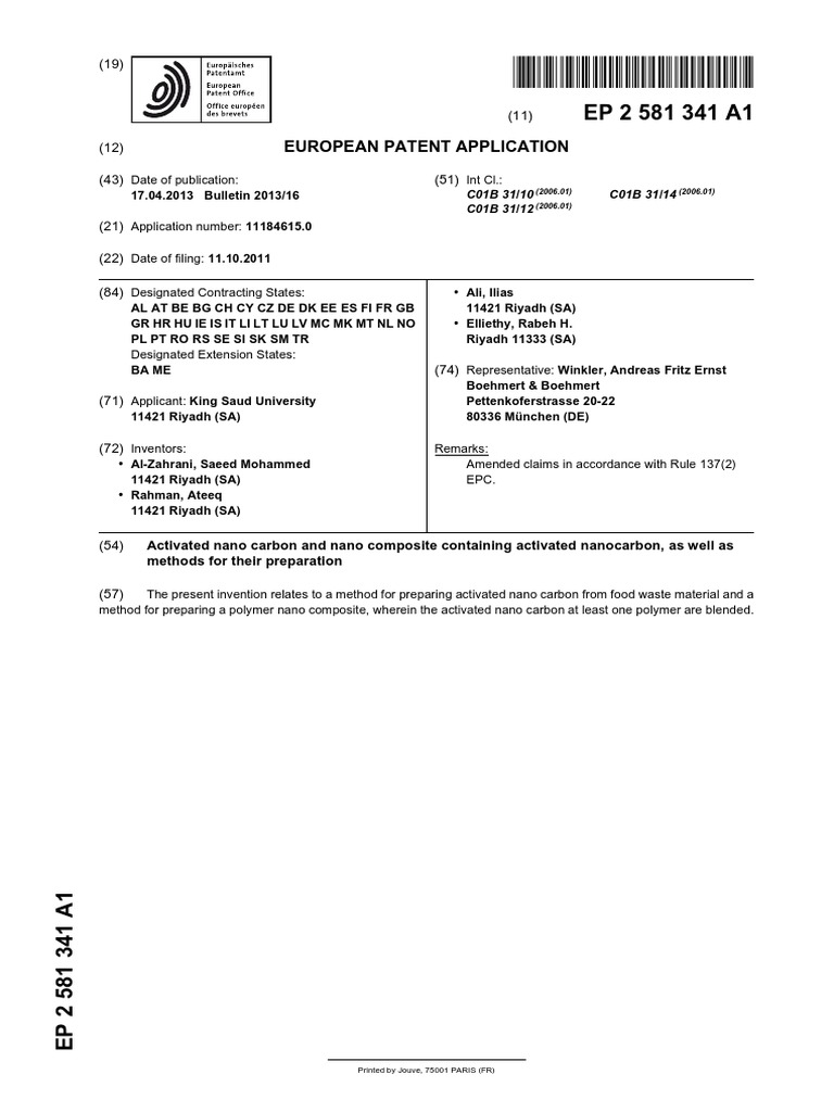 TEPZZ 58 - 4 - A - T: European Patent Application | PDF | Carbon ...