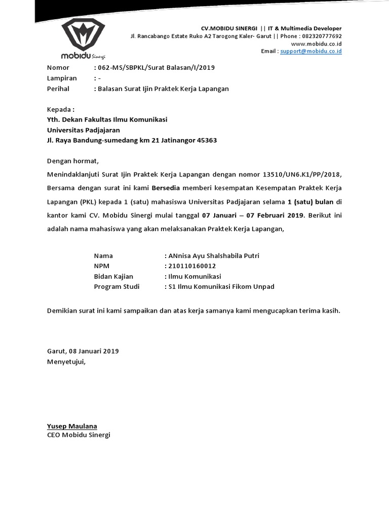 Surat Magang | PDF