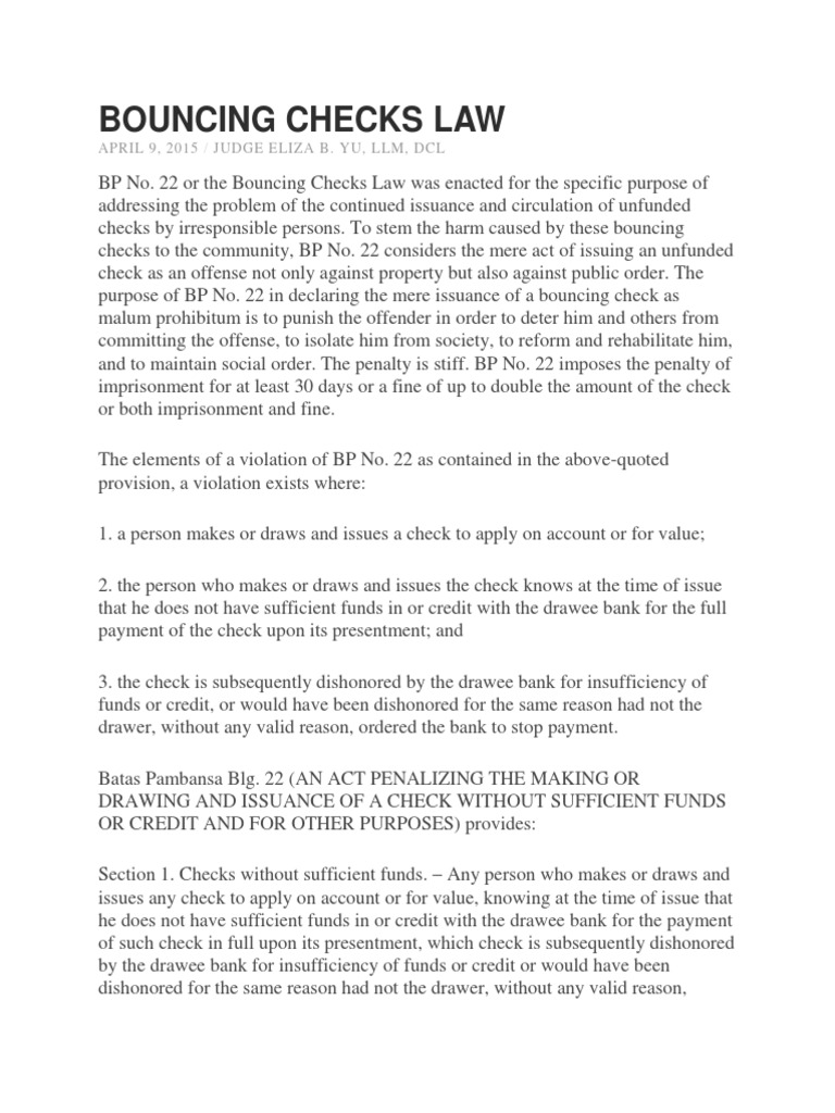 Bouncing Checks Law | PDF | Cheque | Burden Of Proof (Law)