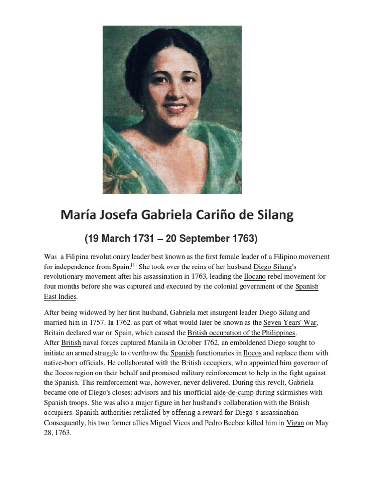 Gabriela Silang: Filipina Revolutionary Leader | PDF | Social Science ...