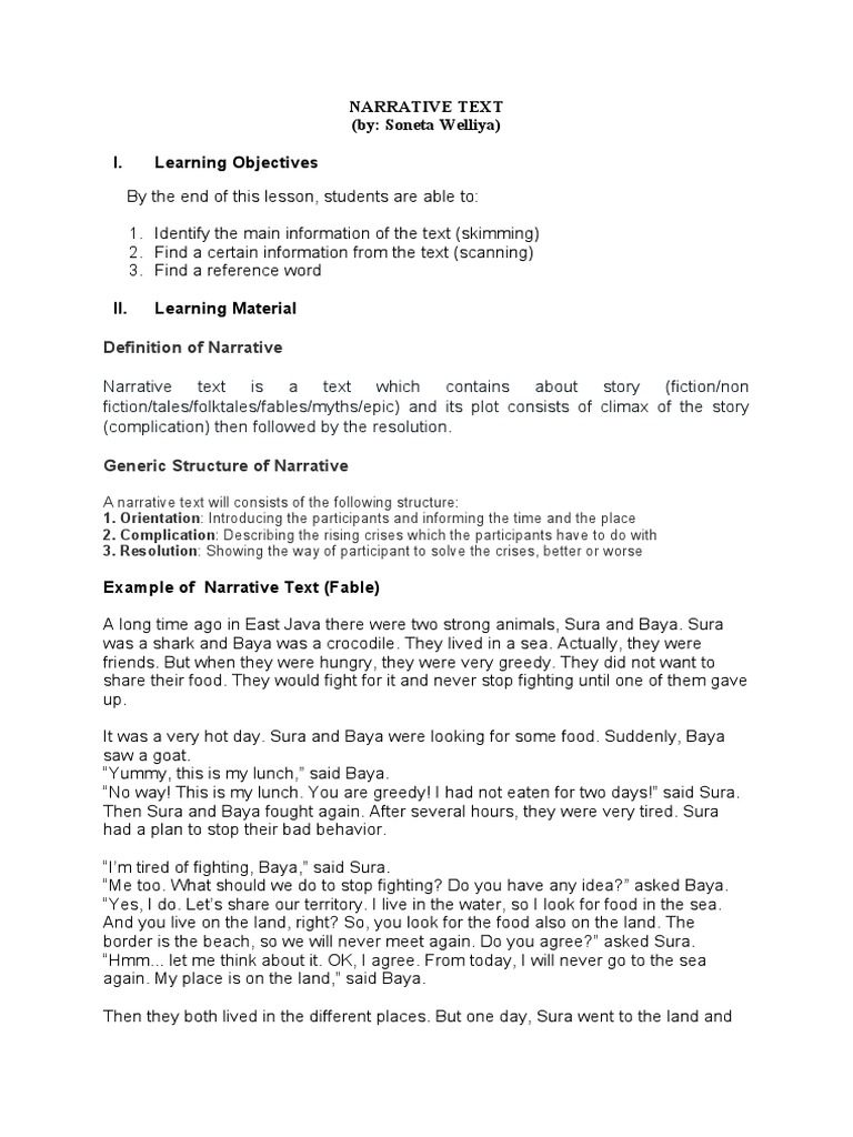Narrative Text Structure and Example | PDF | Narrative