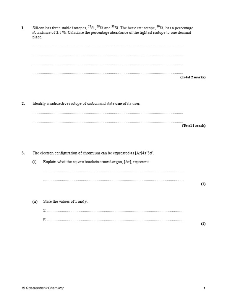 Atomic Structure Quiz | Download Free PDF | Mass Spectrometry | Isotope