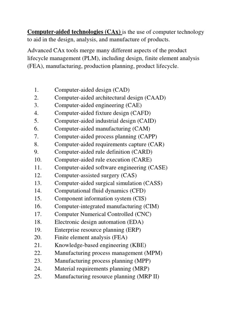 Computer-Aided Technologies Overview | PDF | Numerical Control ...