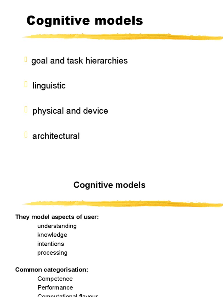 Cognitive Models: Goal and Task Hierarchies Linguistic Physical and ...