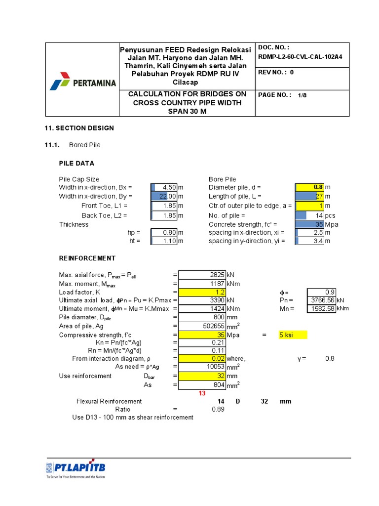 Bridge Design Calculations for RDMP RU IV | PDF