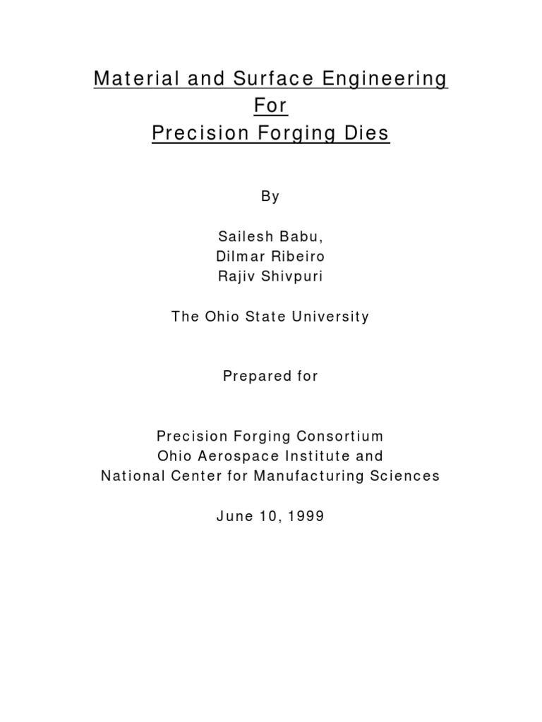 Precision Forging Die Materials Overview | PDF | Forging | Wear