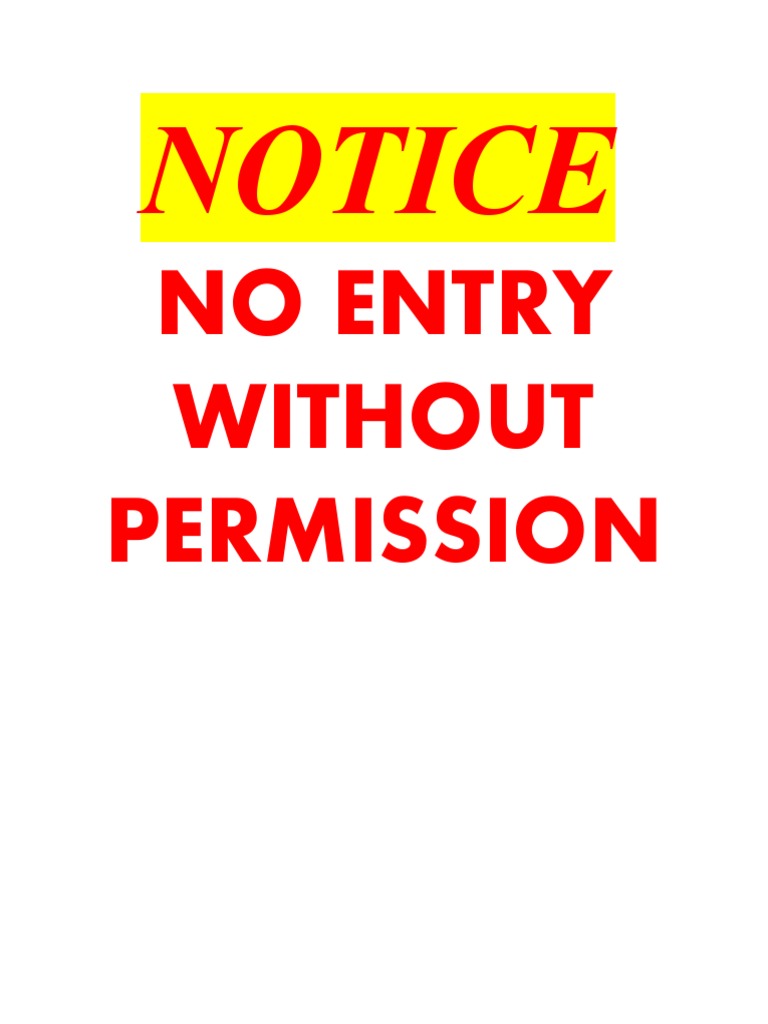 Notice: No Entry Without Permission | PDF