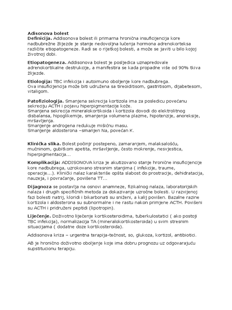Adisonova Bolest I Kriza | PDF