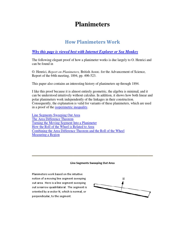 Planimeters | PDF | Area | Sphere