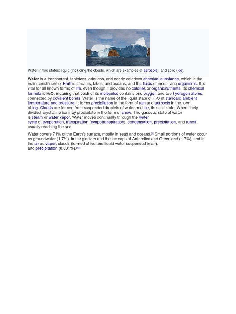 Water: Essential States and Cycle | PDF
