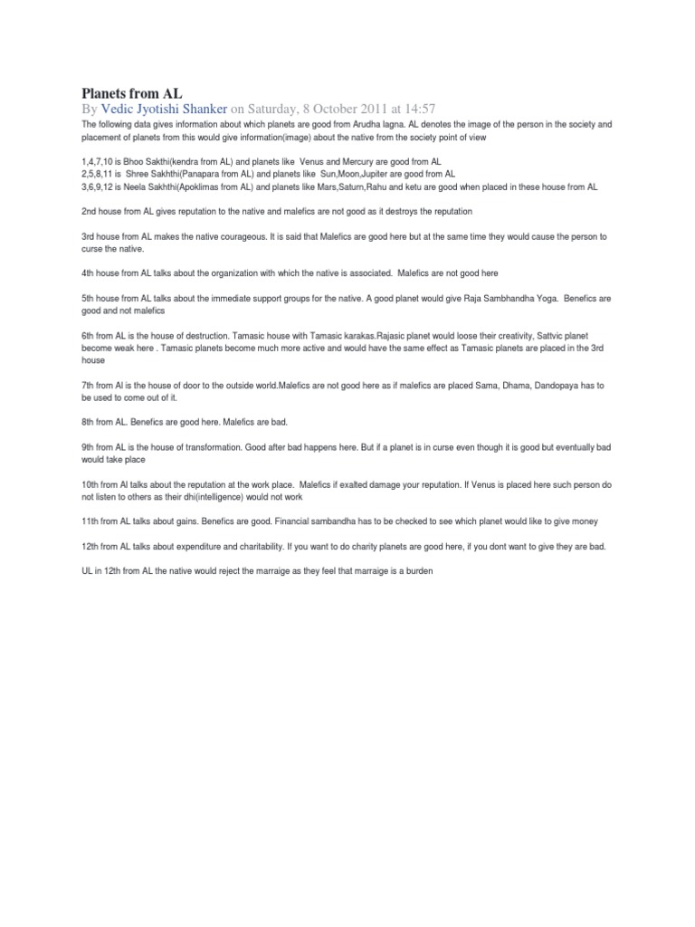 Planets From AL | PDF | Technical Factors Of Astrology | Astronomy